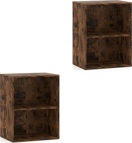 Costway Sada 2 dvoupatrových knihoven 42 cm, rustikálně hnědá