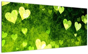 Zelená srdíčka - obraz do bytu (100x40cm)
