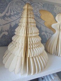 Papírová krémová skládací vánoční ozdoba stromek - Ø 10*13 cm