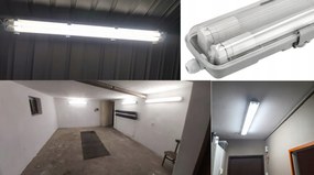 SADA 2x hermetického svítidla 120cm lampa + LED trubice pro dílnu a garáž