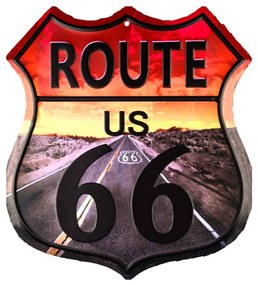 Nástěnná kovová cedule Route 66 – 45x1x50 cm