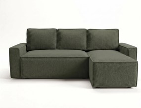 Rozkládací oboustranná sedací souprava do L SMART BOUCLE 232x143 cm, tmavě zelená