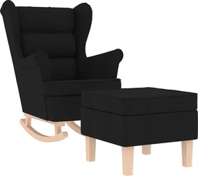 Houpací křeslo s podnožkou černé textil 3307999