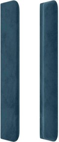 Čelo postele s LED tmavě modré 147 x 16 x 118/128 cm samet 3124338