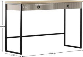 Kondela Toaletní stolek, šedohnědá Taupe/dub silverjack, DOMCA 2S
