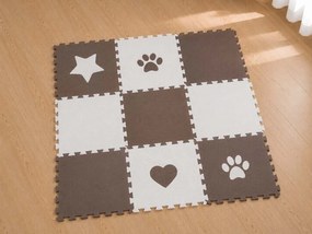 Pěnová podlaha puzzle z 9 dílů HNĚDO-BÍLÁ