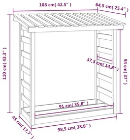 vidaXL Stojan na dřevo 108 x 64,5 x 110 cm masivní borovice