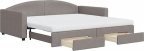 Válenda s přistýlkou a zásuvkami taupe 100 x 200 cm textil 3197250