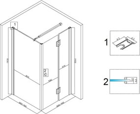BPS-koupelny Čtvercový sprchový kout ZES KZ1390B BL 90x90 černá/transparent - bez vaničky