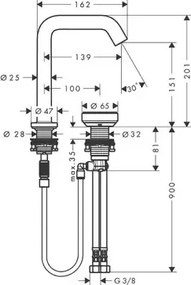 Hansgrohe Tecturis S - Umyvadlová baterie s výpustí | 2-otvorová insta