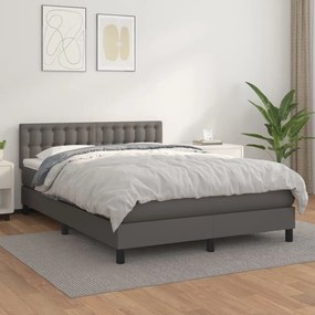 Box spring postel s matrací šedá 140 x 190 cm umělá kůže 3141123