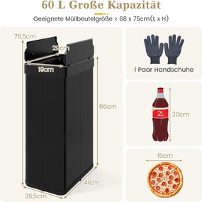 Costway 60 L odpadkový koš s křídlovými klapkami a infračerveným