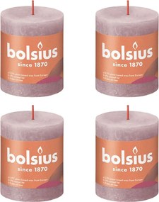 Bolsius Rustikální válcové svíčky Shine 4 ks 80 x 68 mm [440818] Barva: Rustikální taupe