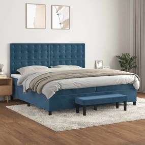 Box spring postel s matrací tmavě modrá 200x200 cm samet