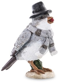 Figurka zimní ptáček s kloboukem 147549
