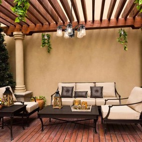 Venkovní lustr do pergoly Elstead LYNDON IP44 5×E27 hnědá barva