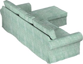 Potah na pohovku IKEA Ektorp 2-místná s lenoškou barva zelená látka pletený vzor, vzorované