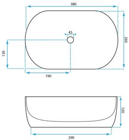 Rea Amelia Mini STONE MATT, umyvadlo na desku 380x260x130 mm, šedá-imitace kamene, REA-U9109