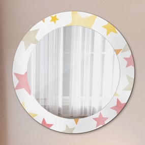 Kulaté zrcadlo s dekorem Pastelové hvězdy fi 60 cm