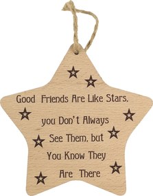 AMADEA Dřevěná dekorace hvězda Good Friends Are Like Stars ..16cm