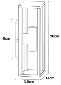 Chytré venkovní nástěnné svítidlo černé s žebrovaným sklem vč. 2 Wifi A60 - Charlois