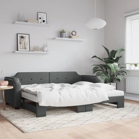Válenda s přistýlkou a matracemi tmavě šedá 100 x 200 cm textil 3197658