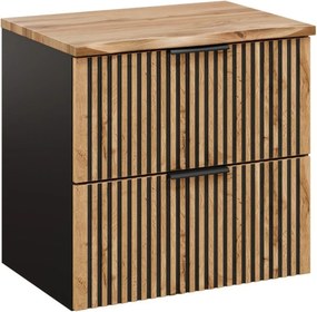 Skříňka pod umyvadlo 60 cm se zásuvkami a deskou (XILO BLACK WOTAN 82-60-D-2S)