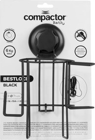 Černý nástěnný držák na fén Compactor Bestlock