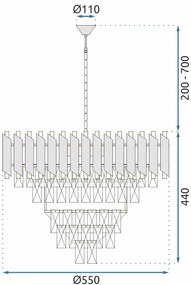 Toolight, stropní závěsná křišťálová lampa 9xE14 APP1058-CP, černá-zlatá, OSW-04400