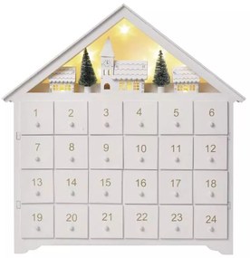 EMOS LED dřevěný adventní kalendář dům, 35x33cm DCWW02