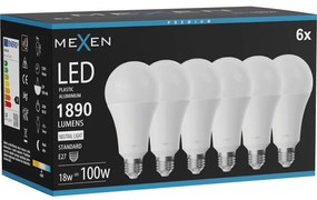 Mexen Nova 6x LED žárovka E27, A70, 18W, Neutrální - 4000K, 1890 lm - L100-E27-1840-01x06