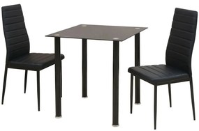 Třídílný jídelní set stolu a židlí černý,  242932