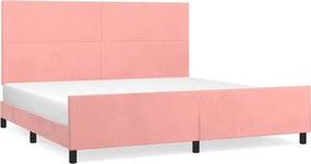Rám postele s čelem růžový 200x200 cm samet 3125658