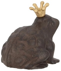 Zahradní litinová figurka Prince Frog, 11,5x13 cm, hnědá
