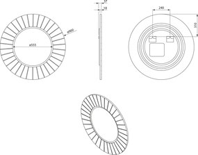 Sapho Sapho, LUMIRO STRIP kulaté zrcadlo s LED osvětlením v rámu, průměr 90cm, carina, LR950-4141S