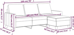 3místná pohovka s podnožkou krémová 180 cm umělá kůže 3201025
