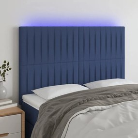 Čelo Postele S Led Tmavě Šedé Textil Modrá 144 x 5 x 118/128 cm