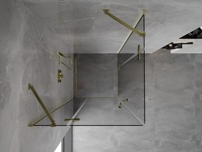 Mexen Mist-H Duo, 2-křídlý ​​výklopný sprchový kout 70 x 70 cm, čiré sklo, zlatý lesklý profil, 8A5-070L-070P-50-00