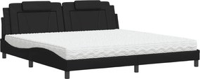 Postel Viana s matrací černá 200 x 200 cm umělá kůže 3208817