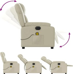 Elektrické masážní polohovací křeslo krémové umělá kůže 3205144