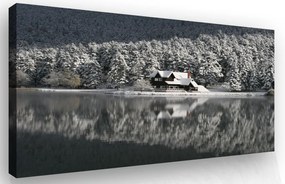 Malvis ® Obraz na stěnu Dům v zimě Velikost: 150x100 cm