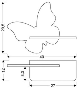 LED Dětské nástěnné svítidlo s poličkou BUTTERFLY LED/5W/230V zelená/dřevo