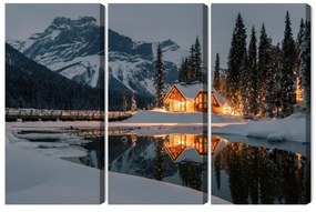 Vícedílný obraz Emerald Lake V Kanadě V Zimě Nedostatek Nedostatek Přírodní plátno 180x120
