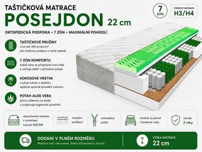 POSEJDON 22 cm komfortní 7-zónová matrace s masážní pěnou a kokosem 80x200 22 ECOMATRACE ps2280