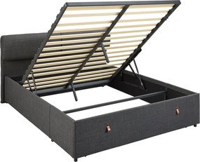 ACTONA GROUP Čalouněná postel CALVI tmavě šedá 140x190 H000024736