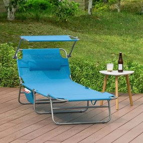Sobuy SoBuy OGS48-B Lehátko s odnímatelným polštářem Zahradní lehátko Plážové lehátko Relaxační křeslo Modrá
