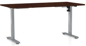 Výškově nastavitelný stůl OfficeTech A, 160 x 80 cm, šedá podnož, wenge