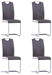 Jídelní židle Smooth - 4 ks - šedé | umělá kůže