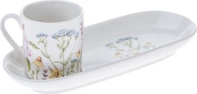 Porcelánový esspreso hrnek s podtáckem LUČNÍ KVĚTY 90 ml