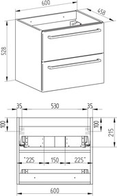 Mereo, Mereo Bino, koupelnová skříňka 60 cm, dub Arlington, MER-CN620SN